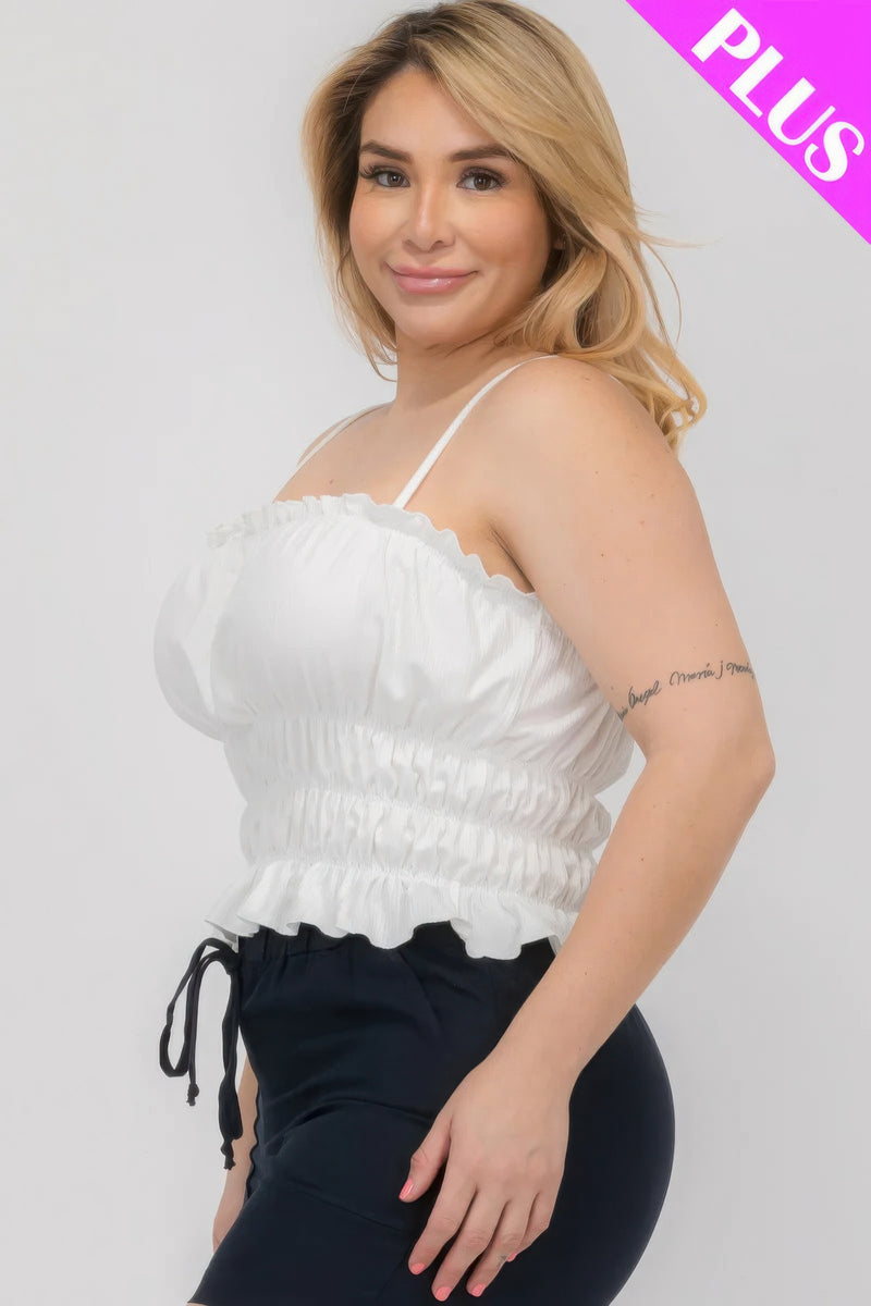 Plus Size Tiered Shirred Body Crop Top in White – Bella Coco Luxe